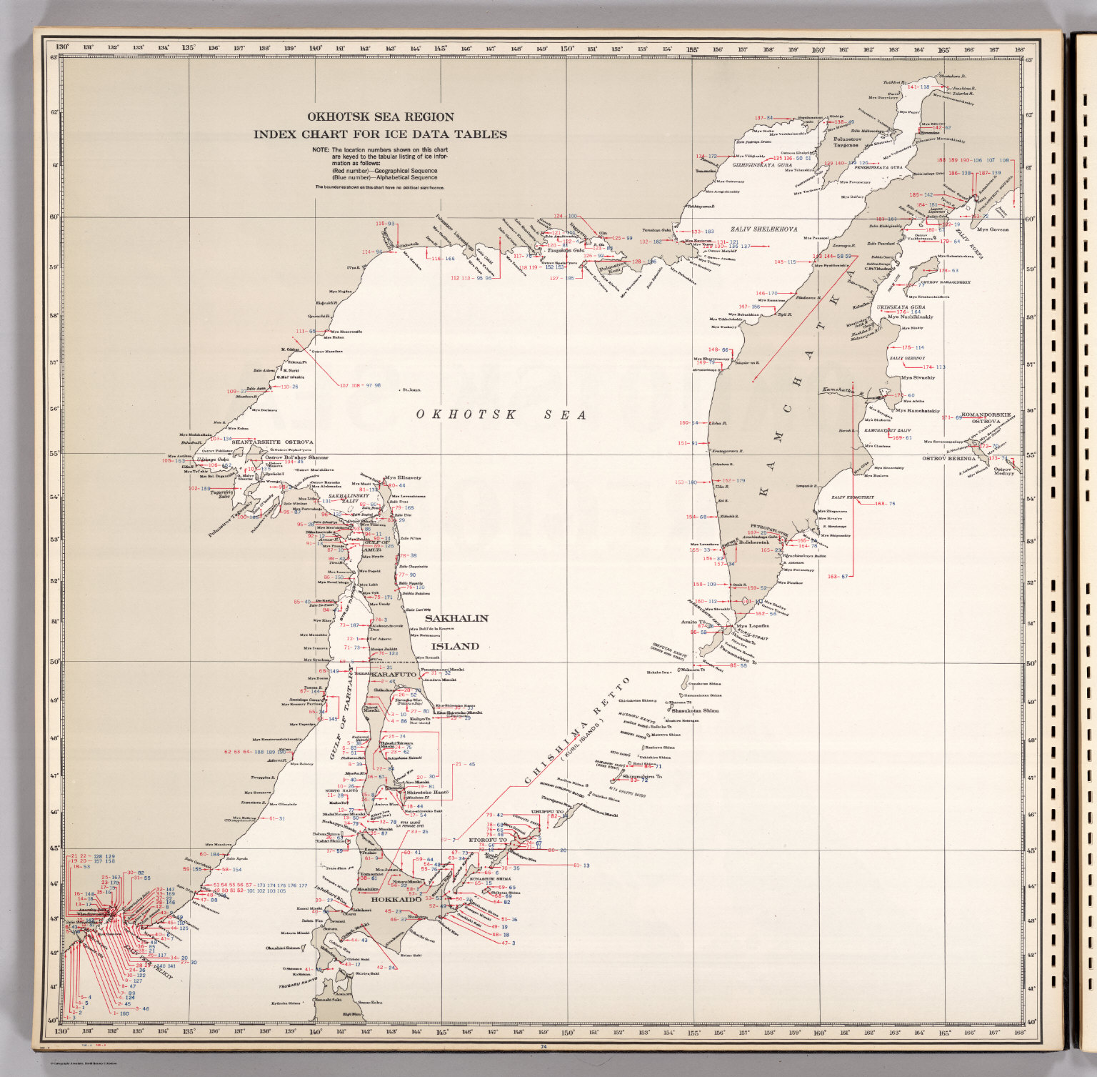 Okhotsk Sea Region, Index Chart for Ice Data Tables. - David Rumsey ...